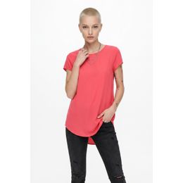 V&eacute;ro Moda Blusenshirt VERO MODA "VMBELLA SS TOP WVN GA NOOS", Damen, Gr. S, coral paradise, Web, Obermaterial: 97% Viskose, 3% Elasthan, unifarben, regular fit h&uuml;ftbedeckend, Rundhals, Shirts Blusenshirt, Viskosemischung, abgerundeter Saum