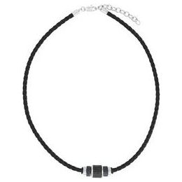 Kette mit Anh&auml;nger Tom Tailor "Schmuck Geschenk Edelstahl Leder Kautschuk", edelstahlfarben, schwarz, blau, gunfarben, Halsketten, Herren, Edelstahl Kautschuk Leder, L: 52 B: 4mm, Edelstahl, Kautschuk, Leder, B:4mm