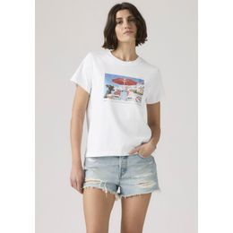 Levi's T-Shirt LEVI'S "GR FAVORITE TEE", Damen, Gr. S (36), summertime lounge hellwei&szlig;, Single Jersey, Obermaterial: 100% Baumwolle, bedruckt, regular fit normal, Rundhals, Shirts T-Shirt, mit Print