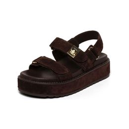 Plateausandaletten Steve Madden "Steve Madden Sandalen Veloursleder", Damen, Gr. 37, dunkelbraun, Veloursleder, Schuhe