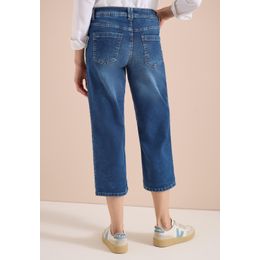 Loose-fit-Jeans Cecil, Damen, Gr. 38, L&auml;nge 24, mid blau used wash, Jeans, 78% Baumwolle, 20% Polyester, 2% Elasthan, unifarben, 3/4-L&auml;nge, Jeans, High Waist