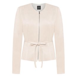 Jackenblazer Zero "Damen in Lederoptik", Damen, Gr. 38, french oak, Obermaterial: 95% Polyester, 5% Elasthan, aufgeraut, Basic, tailliert h&uuml;ftlang, Rundhals, Blazer, G&uuml;rtel
