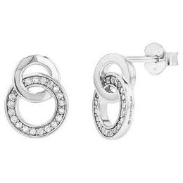 Paar Ohrstecker Tom Tailor "Schmuck Geschenk Silber 925 Infinity Kreise", silberfarben, kristallwei&szlig;, kristallwei&szlig;, Ohrringe, Damen, Silber 925 (Sterlingsilber), mit Zirkonia (synth.)