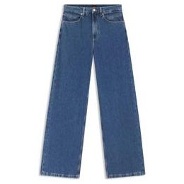 Weite Jeans BOSS ORANGE "MARLENE HR 10.0 Premium Damenmode", Damen, Gr. 30, L&auml;nge 32, blau 400, Denim/Jeans, Obermaterial: 100% Baumwolle, unifarben, regular fit lang, Jeans, mit hohem Bund