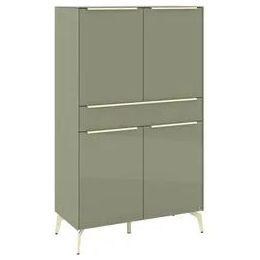 Highboard "Reno", olivgr&uuml;n matt lack, glas olivgr&uuml;n glanz, B:92cm H:155cm T:42cm, Glas, Holzwerkstoff, SET ONE BY Musterring, Sideboards, Highboard, Mit Winkelfu&szlig; in diversen Farben, 155 cm H&ouml;he & Farbauswahl