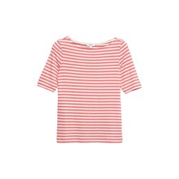 Kurzarmshirt s.Oliver, Damen, Gr. 42, marsala stripe, Single Jersey, Obermaterial: 100% Baumwolle, gestreift, normal h&uuml;ftbedeckend, U-Boot-Ausschnitt, abgesteppte Kante, Shirts, Gestreiftes Sommershirt