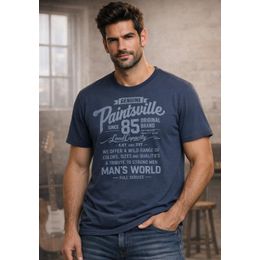 MAN'S WORLD T-Shirt MAN'S WORLD, Herren, Gr. L (52/54), blau (nachtblau), Single Jersey, Obermaterial: 100% Baumwolle, bedruckt, normal, Rundhals, Shirts T-Shirt, Kurzarm, mit stylischem Print, Rundhalsausschnitt, aus Baumwolle, Topseller