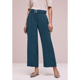 Stoffhose Street One, Damen, Gr. 36, L&auml;nge 26, tide blau, Stoff, 100% Viskose, unifarben, comfort fit 7/8-L&auml;nge, Hosen Stoffhose, mit G&uuml;rtel