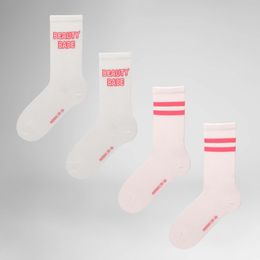 Socken Hudson "Socke Beauty Babe 2-Pack", Damen, Gr. 35-38, wei&szlig; (wei&szlig; 0008), Obermaterial: 78% Baumwolle CO. 20% Polyamid PA. 2% Elasthan EL., Socken Socken