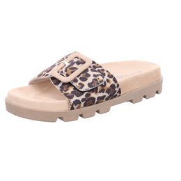 Pantolette Rohde "VENEZIA", Damen, Gr. 37, leo, Veloursleder, Schuhe Pantolette, Sommerschuh, Strandschuh, Urlaubsschuh mit Klettverschluss