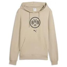 Hoodie Puma "Borussia Dortmund ftblCULTURE Hoodie Herren", Herren, Gr. S, alabaster schwarz beige, Obermaterial: 68% Baumwolle, 32% Polyester. Kapuzenfutter: 100% Baumwolle. Rippe: 3% Elasthan, 97% Baumwolle, normal, Sweatshirts Hoodie