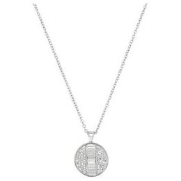 Kette mit Anh&auml;nger Tom Tailor "Schmuck Geschenk Edelstahl Kreis rund", edelstahlfarben, kristallwei&szlig;, Halsketten, Damen, Edelstahl, L: 45 B: 2,4mm, mit Glassteine, B:2,4mm