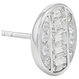 Paar Ohrstecker Tom Tailor "Schmuck Geschenk Edelstahl Kreis rund", edelstahlfarben, kristallwei&szlig;, kristallwei&szlig;, Ohrringe, Damen, Edelstahl, mit Glassteine