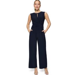 Overall Zero "Damen mit Wickeloptik", Damen, Gr. 36, Normalgr&ouml;&szlig;en, blau (deep sky), Feinstrick, Obermaterial: 5% Elasthan, 95% Polyester, unifarben, figurumspielend, Rundhals, Overalls Overall, R&uuml;schen