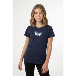 T-Shirt Icepeak "K T-SHIRT LEADVILLE", M&auml;dchen, Gr. 152, blau (blau 1), Single Jersey, Obermaterial: 100% Baumwolle, normal, Rundhals, eng eingefasste Kante, Shirts T-Shirt, sportlicher Stil, Kurzarm, mit Druck, Label und Logoschriftzug
