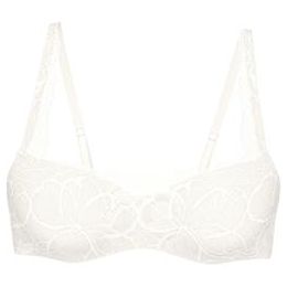 Balconette-BH Triumph "Body Make-Up Illusion Lace", Damen, Gr. 80, Cup E, ecru wei&szlig;, Microtouch, Obermaterial: 51% Polyamid, 37% Polyester, 12% Elasthan, BHs Balconette-BH, feine feminine Stretch-Spitze, Microfaser, verstellbare Tr&auml;ger