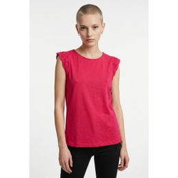 V&eacute;ro Moda T-Shirt VERO MODA "VMEMILY SL GATHERING TOP JRS NOOS", Damen, Gr. L, jazzy, Jersey, Obermaterial: 100% Baumwolle, unifarben, regular fit h&uuml;ftlang, Rundhals, Fl&uuml;gel&auml;rmel Spitze, Shirts T-Shirt, Baumwolle, regular fit, Spitze