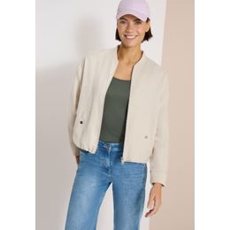Blouson Cecil, Damen, Gr. L (42), macadamia beige, Stoff, 100% Leinen, unifarben, normal normal, Rundhals, Rippb&uuml;ndchen, Jacken Blouson, aus Leinen