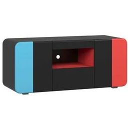 Lowboard Home Affaire "NextLevel speziell geeignet f&uuml;r Spielekonsolen", schwarz, rot, blau lack, B:115cm H:49cm T:42cm, Holzwerkstoff, Sideboards, Lowboard, Gaming-Lowboard wahlweise mit Beleuchtung - (B/T/H) 115/42/49 cm