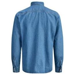 Jack & Jones Jeanshemd JACK & JONES "JJESTANLEY JJSHIRT AT 021 NOOS", Herren, Gr. XXL, N-Gr, blau denim pack:mid blau, Denim/Jeans, Obermaterial: 100% Baumwolle, Abriebeffekte, normal normal, ohne Ausschnitt, &Auml;rmel mit &Auml;rmelschlitz 1-Knopf-Manschette, Hemden Jeanshemd, Baumwolle, normal geschnitten