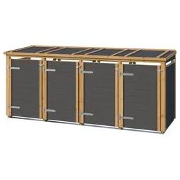 M&uuml;lltonnenbox Weka "Killarney", anthrazit, B:300cm H:127cm T:92cm, Massivholz, Aufbewahrungsboxen, Metall pulverbeschichtet, f&uuml;r 4 M&uuml;lltonnen, BxTxH: 300x92x127 cm