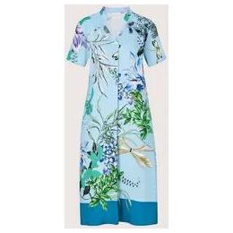 Madeleine Mode Sommerkleid MADELEINE "Sommerkleid Druckkleid mit floralem Muster", Damen, Gr. 40, N-Gr, blau (azurblau, multicolor), Obermaterial: 100% Viskose CV., Modern, V-Ausschnitt, Kleider Sommerkleid, Floraler Print