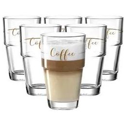 Glas Leonardo "Becher Solo 410 ml 6er Set transparent", bunt (transparent), 6 tlg., Glas, Trinkgef&auml;&szlig;e, GlaeserSet Latte-Macchiato-Glas