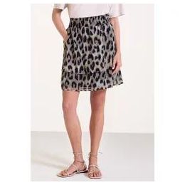 Minirock Street One, Damen, Gr. 40, timeless beige, Web, Obermaterial: 100% Polyester. Futter: 100% Modal, bedruckt, normal ca. Mitte Oberschenkel, R&ouml;cke Minirock, Sommerrock aus Chiffon mit Animal-Print
