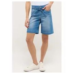 Jeansbermudas Angels "LIA CITY", Damen, Gr. 46, N-Gr, light blau used, Denim/Jeans, Obermaterial: 89% Baumwolle, 8% Polyester, 3% Elasthan, unifarben, normal knielang, Jeans, mit Stretch und Bindeband aus Denim