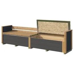 Sitztruhe Weka "optionale Erweiterung f&uuml;r Gartenhaus Killarney", anthrazit, eiche hell, B:50cm H:63cm T:235cm, Massivholz, Sitzb&auml;nke, verschiedene Farben und Gr&ouml;&szlig;en