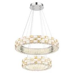 Globo LIGHTING H&auml;ngeleuchte "LIDIA", verchromt, 1, &Oslash; 61cm H: 120cm, 1 Stk., Leuchten, Verchromte H&auml;ngeleuchte, Glaskristalle, dimmbar, Memory&Fernbedienung, H&auml;ngeleuchte