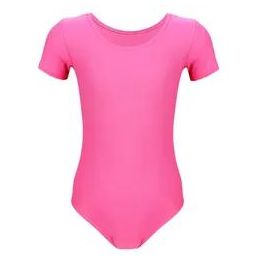 Turnanzug AQUARTI "Body M&auml;dchen Gymnastikanzug Kurzarm", Kinder, Gr. 134, lila (dunkelrosa), Obermaterial: 80% Polyamid PA. 20% Elasthan EL., Sportanz&uuml;ge
