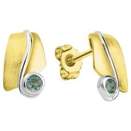 Paar Ohrstecker Firetti "Schmuck Geschenk Silber 925 Ohrschmuck Ohrringe Bicolor", blau (gelbgoldfarben, silberfarben, babyblau, babyblau), Ohrringe, Damen, Silber 925 (Sterlingsilber), mit Blautopas (behandelt)