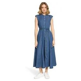 Jeanskleid Cartoon "Damen mit Eingrifftaschen", Damen, Gr. 44, Normalgr&ouml;&szlig;en, blau, Obermaterial: 61% Lyocell, 39% Baumwolle, tailliert kurz, Rundhals, Kleider