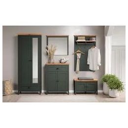 Garderoben-Set Home Affaire "Vienna", tannengr&uuml;n, eiche, B:261cm H:198cm T:39cm, Kastenm&ouml;bel-Sets, Set bestehend aus: Schrank, Kommode, Schuhbank, Spiegel und Paneel