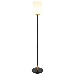 Globo LIGHTING Stehlampe "ROWENA", schwarz matt, 1, &Oslash; 18cm H: 150cm, 1 Stk., Leuchten, Stehleuchte schwarz & Holz, Fu&szlig;schalter, warmes Licht, elegant, Stehlampe
