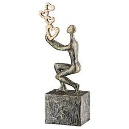 Skulptur Gilde "Skulptur Person Flying Hearts", bronzefarben, B:10cm H:24cm T:7cm, Kunstharz, Dekofiguren