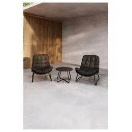 Gartenlounge-Set VENTURE HOME "Cala, gro&szlig;z&uuml;giges Outdoor-Set f&uuml;r hohen Sitzkomfort", schwarz, B:68cm H:76cm T:93cm, Polyester, Stahl, Sitzm&ouml;bel-Sets, Loungem&ouml;bel rund, Stoffbezug, angenehm, weich
