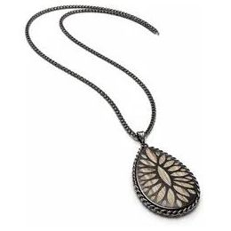 Lange Kette "Wood", Damen, Gr. onesize, Metall, grau, Collezione Alessandro, Basic, Halsketten, mit Ornamenten und Holz