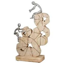 Skulptur Gilde "Skulptur To the peak", naturfarben, silberfarben, B:29cm H:45cm T:9cm, Mangoholz, Dekofiguren