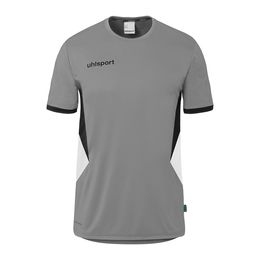 Trainingsshirt Uhlsport "Trainings-T-Shirt Equipe 29 Kids", M&auml;dchen, Gr. 116, grau (steingrau, wei&szlig;, schwarz), Obermaterial: 100% Polyester Pol. recyc.., Shirts