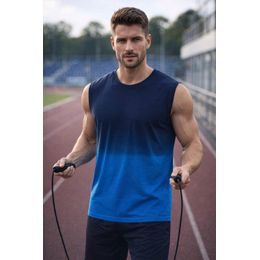 MAN'S WORLD Muscleshirt MAN'S WORLD "Neue Kollektion", Herren, Gr. S (44/46), dunkelblau, r, Single Jersey, Obermaterial: 100% Baumwolle, normal, Rundhals, Shirts, casual Stil, normale Passform, mit Rundhalsausschnitt