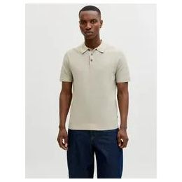 Jack & Jones Polokragenpullover JACK & JONES "JPRBLURILEY KNIT POLO SS SN", Herren, Gr. L, mermaid detail:twist, Strick, Obermaterial: 100% Baumwolle, meliert, regular fit normal, Rundhals, Pullover, Baumwolle, regular fit