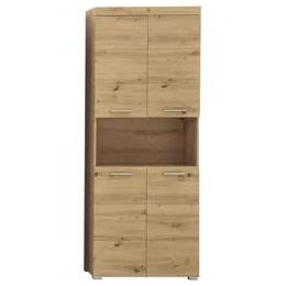 Hochschrank Welltime "Avena", asteichefarben, B:73cm H:190cm T:31cm, Schr&auml;nke, Hochschrank, Badschrank 4-t&uuml;rig mit o. Fach und 4 Einlegeb&ouml;den - B/T/H 73/31/190 cm