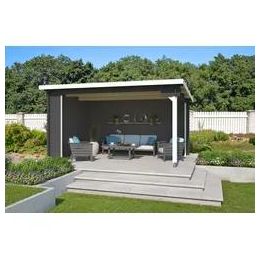 Gartenhaus Lasita Maja "Unterstand Columbus", grau (carbongrau), ohne Dacheindeckung, Massivholz, Gartenh&auml;user, Gartenhaus, Unterstand / Lounge 34mm