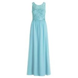 Cocktailkleid Vera Mont "Damen mit Spitze", Damen, Gr. 34, Normalgr&ouml;&szlig;en, night turquoise, Chiffon, Obermaterial: 100% Polyester; Futter: 100% Polyester, festlich, ausgestellt lang, Rundhals, Kleider