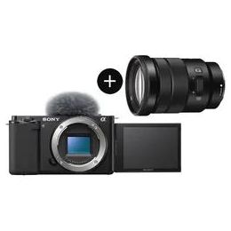 Sony Systemkamera "Set: SELP18105G Objektiv + ZVE10BDI", schwarz, B:11,52cm H:6,42cm T:4,48cm, Fotokameras, Spiegellose Vlog-Kamera 4K-Video, Echtzeit-Augen-Autofokus)