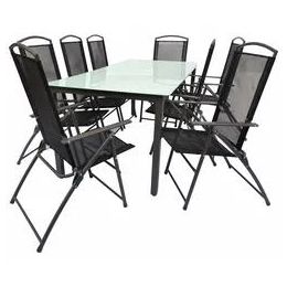 Garten-Essgruppe Vcm "9-tlg Sitzgruppe Gartenm&ouml;bel Tisch St&uuml;hle Set 189M", schwarz, B:189cm T:90cm, Obermaterial: 100% Metall MT., Sitzm&ouml;bel-Sets