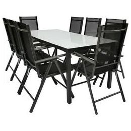 Garten-Essgruppe Vcm "9 tlg Alu Gartenset Sitzgruppe Tisch St&uuml;hle 189 MA", schwarz (anthrazit), B:189cm T:90cm, Obermaterial: 100% Metall MT., Sitzm&ouml;bel-Sets