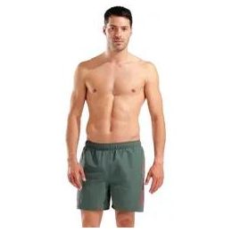 Badeshorts arena "FUNDAMENTALS arena LOGO BOXER R", Herren, Gr. XXL, N-Gr, sage, rot, Obermaterial: 100% Polyester, Badehosen Badeshorts
